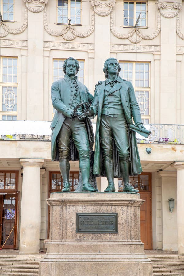 View of Famous Goethe-Schiller Monument in Weimar, Thuringia, Germany ...
