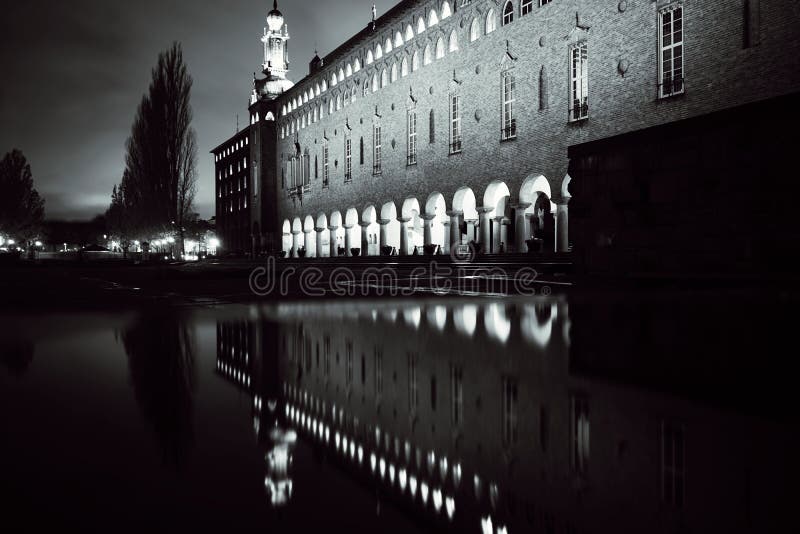 View of Famous Illuminated Building at Night Stock Photo - Image of ...