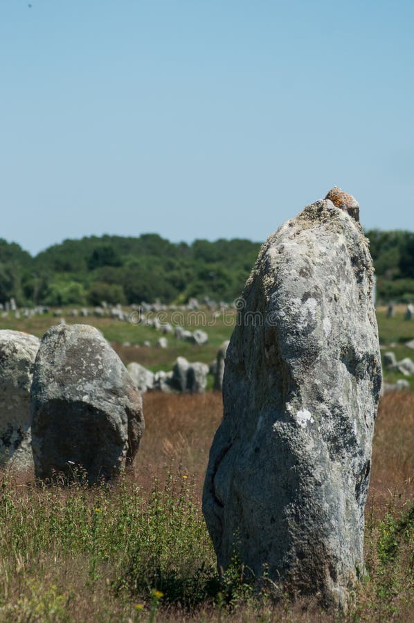Famous Megalith Alignment in Carnac Brittany France Stock Image - Image ...