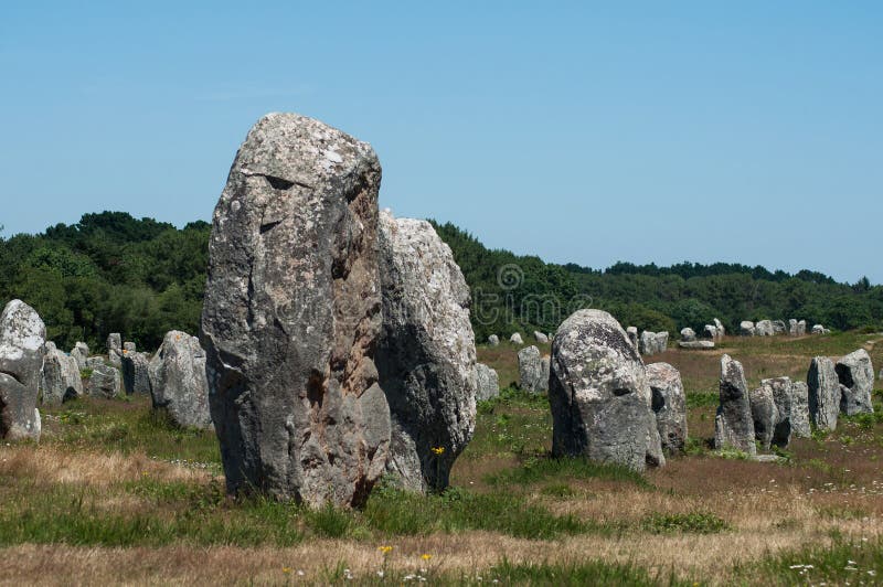 Famous Megalith Alignment in Carnac Brittany France Stock Image - Image ...
