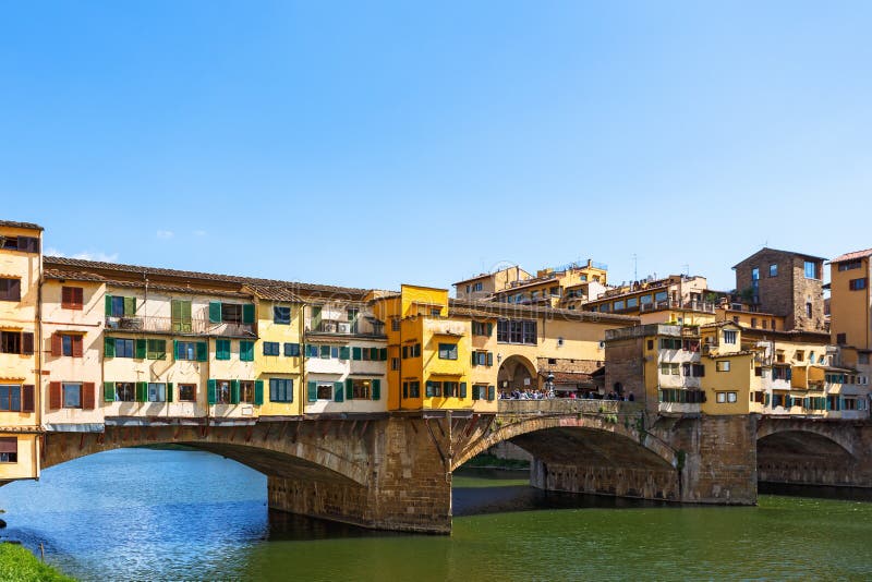 View of the Famous Ponte Vecchio Bridge in Florence Stock Image - Image ...