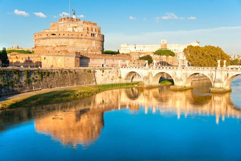 View on Famous Saint Angel Castle, Rome, Italy. Stock Photo - Image of ...