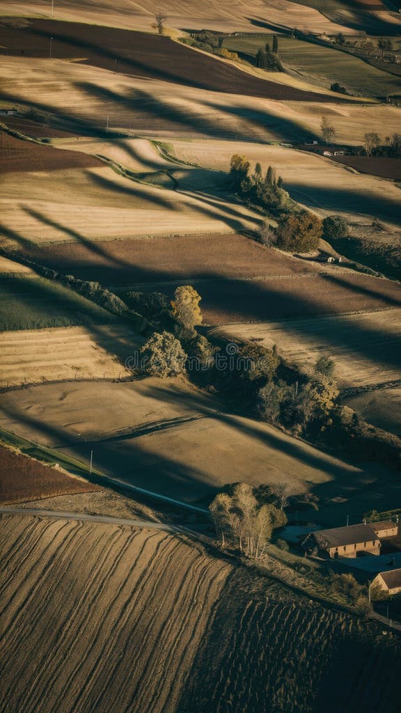 A View of a Farm Field with Trees and Shadows, AI Stock Photo - Image of environment, summer ...