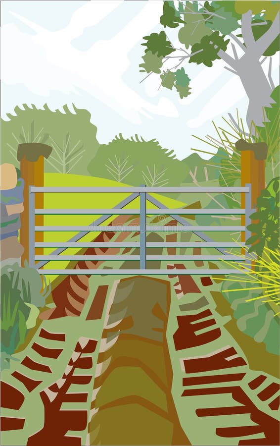 Farm gate in the Wild West stock vector. Illustration of plank - 13331255