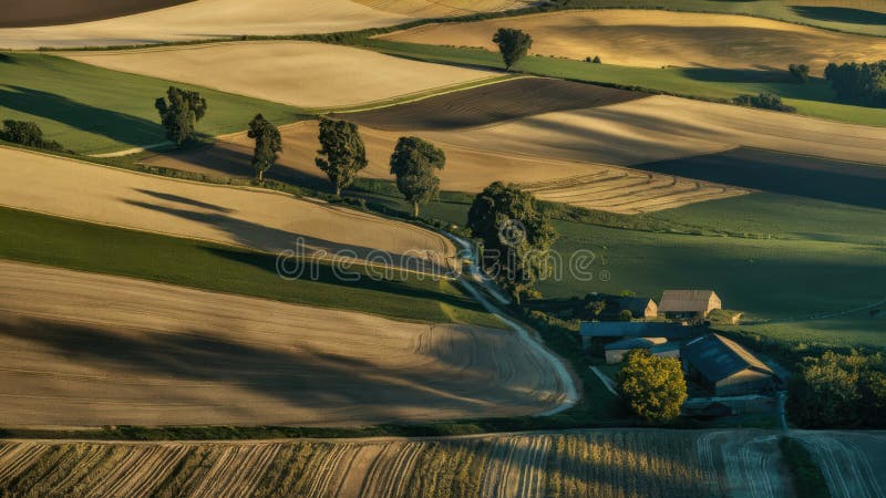 A View of a Farm with Many Fields and Trees in the Distance, AI Stock ...