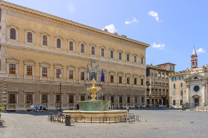 Farnese Palace in the Homonymous Square, Rome Editorial Image - Image ...