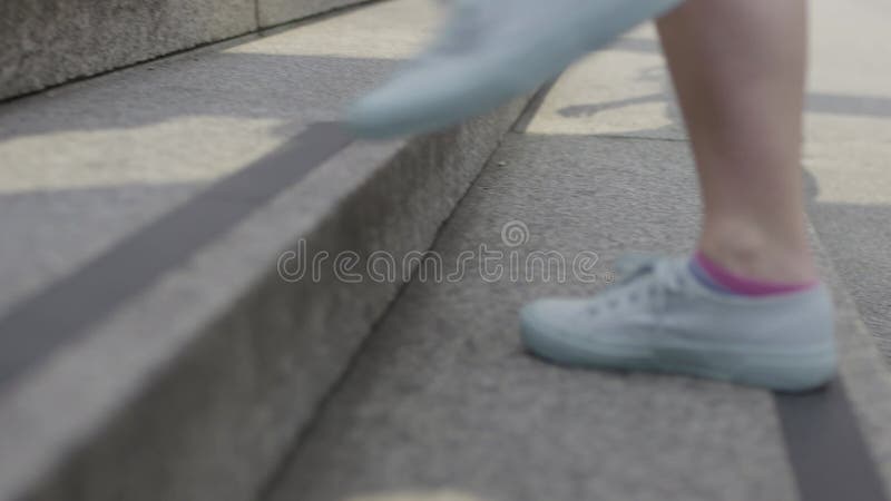 View of Feet Rising Up the Stairs Stock Video - Video of walking ...