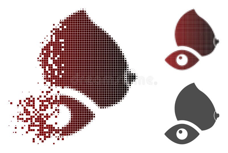 Disintegrating Dot Halftone View Female Breast Icon Stock Vector ...