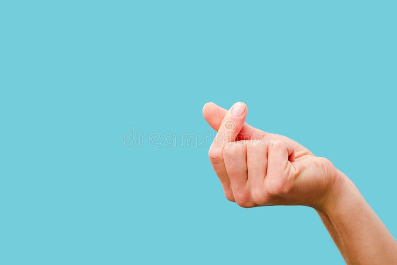 View of Female Hand Snapping Fingers Isolated on Blue Stock Image ...