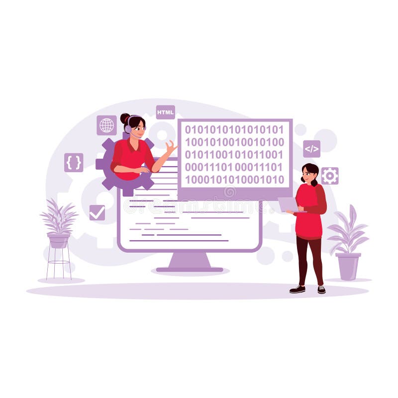 View of a Female Programmer Working with the Laptop. Program ... View of a Female Programmer Working with the Laptop. Program ...