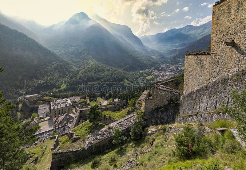 View of Fenestrelle Fort in the Italian Alps Stock Image - Image of ...