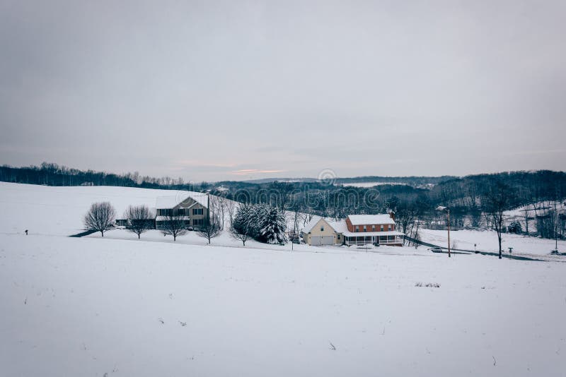 View of Fields and Houses in Rural Baltimore County, Maryland. Stock ...
