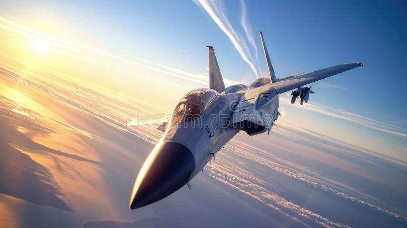 View of a Fighter Jet Above the Clouds Stock Photo - Image of engine ...