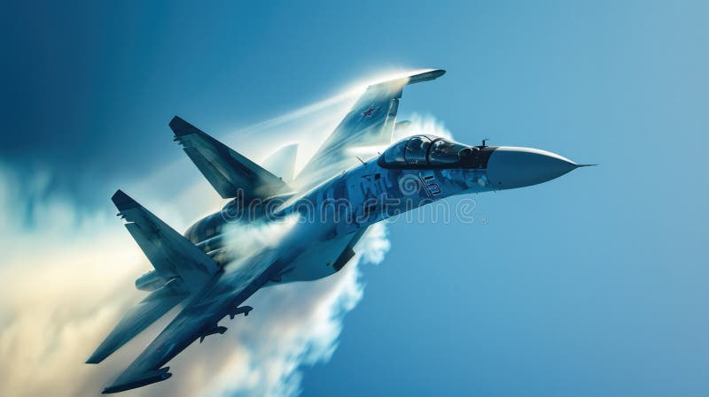 View of a Fighter Jet Above the Clouds Stock Photo - Image of force ...