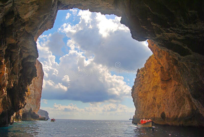 View from the Filfla Cave in Malta. Stock Photo - Image of cliffs ...