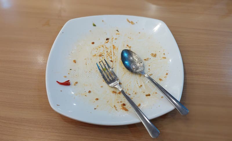 A View of a Finished Eating Plate Stock Photo - Image of lunch, plate ...