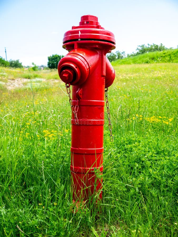 View on a Fire Hydrant on a Field Stock Photo - Image of extinguish ...