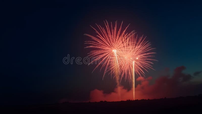 Fireworks Exploding in the Night Sky with Glowing Embers and Smoke ...