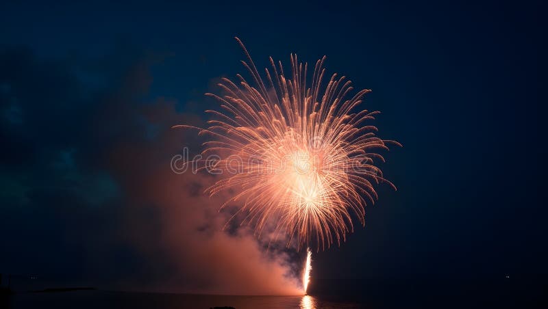 Fireworks Exploding in the Night Sky with Glowing Embers and Smoke ...