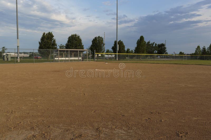 A View from First Base To the Pitchers Mound and Third Base on a ...