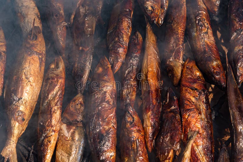 A View of the Fish Smoking Process Stock Photo - Image of close ...
