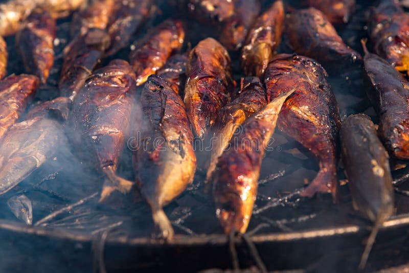 A View of the Fish Smoking Process Stock Photo - Image of market ...