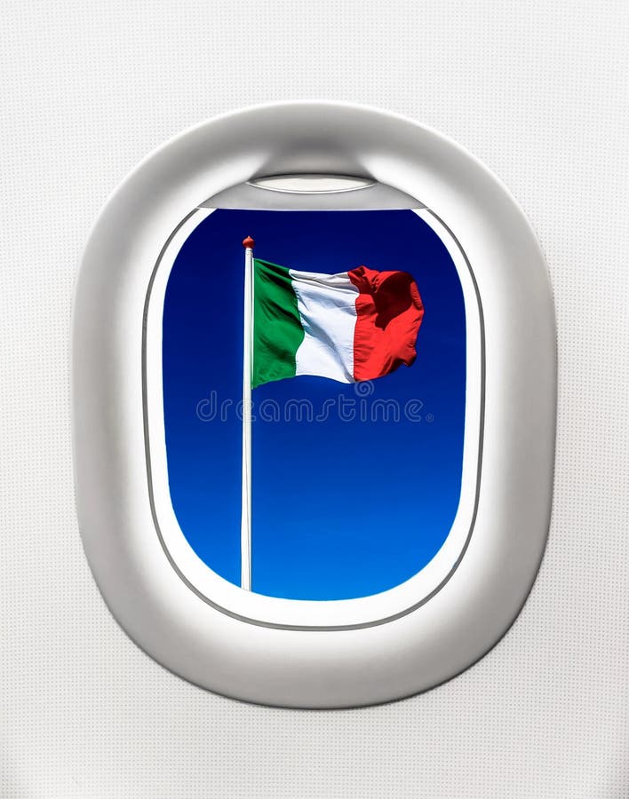 View of Flag of Italy from Airplane Window Stock Photo - Image of ...