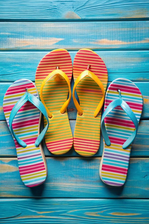 View of Flip Flops with Summer Essentials and Sunglasses Stock ...