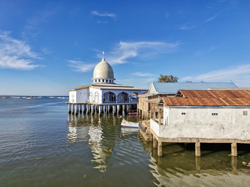 View of Floating Mosque on the Sea Stock Image - Image of nature, ocean ...