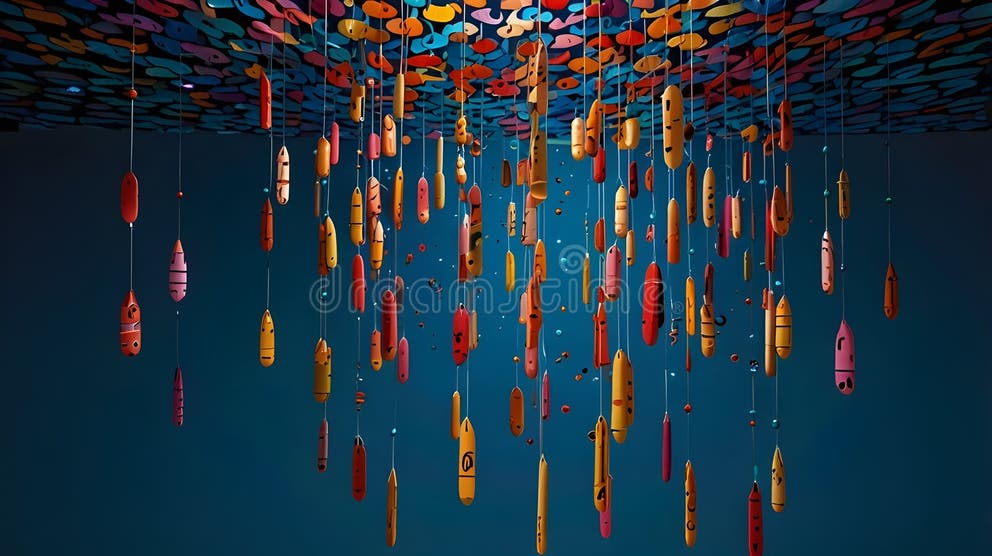 A Floating, Rhythmic Pattern Inspired by Wind Chimes Stock Illustration ...