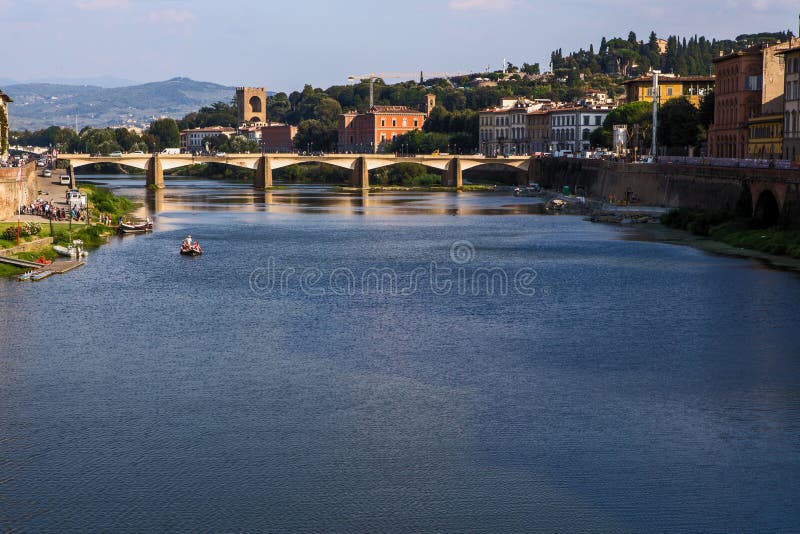View of Florence from Arno River Editorial Photography - Image of ...