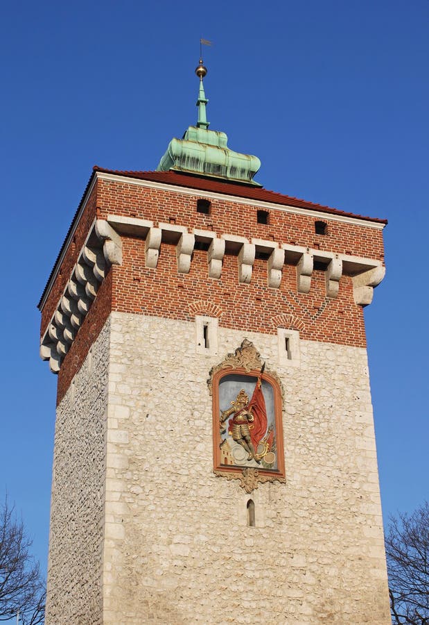 Florian Gate in Krakow, Poland Stock Photo - Image of outdoors, church ...