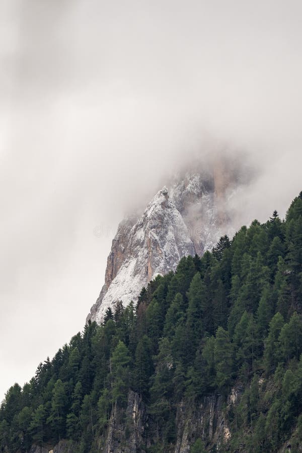 View of Fog with Mountain Peaks in the Dolomites, Italy Stock Image ...