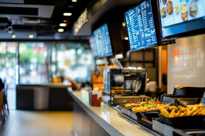 View of Food Ordering Counter, Various Fried and Grilled Appetizers in ...