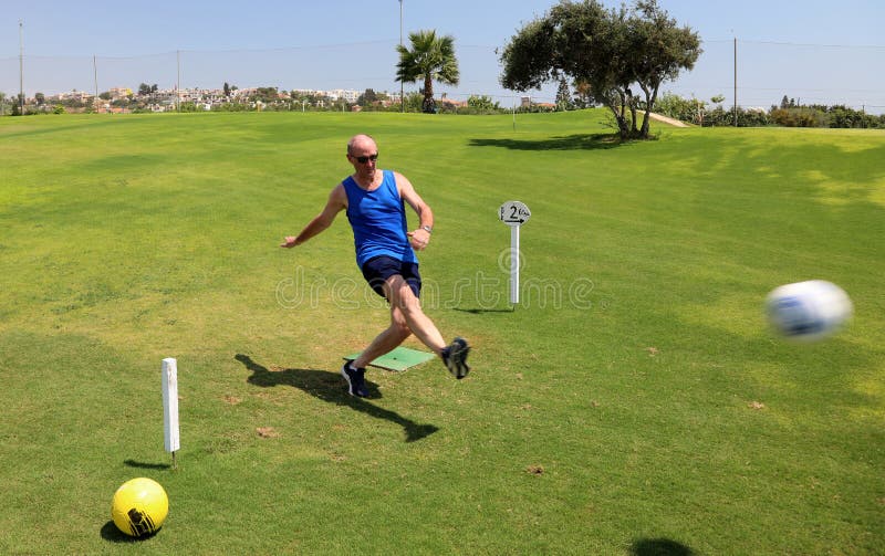 Foot golf in cyprus stock photo. Image of club, footgolf - 155025760