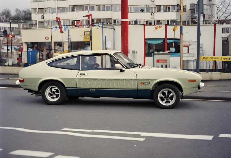 A view of a Ford Capri car stock illustration. Illustration of ...
