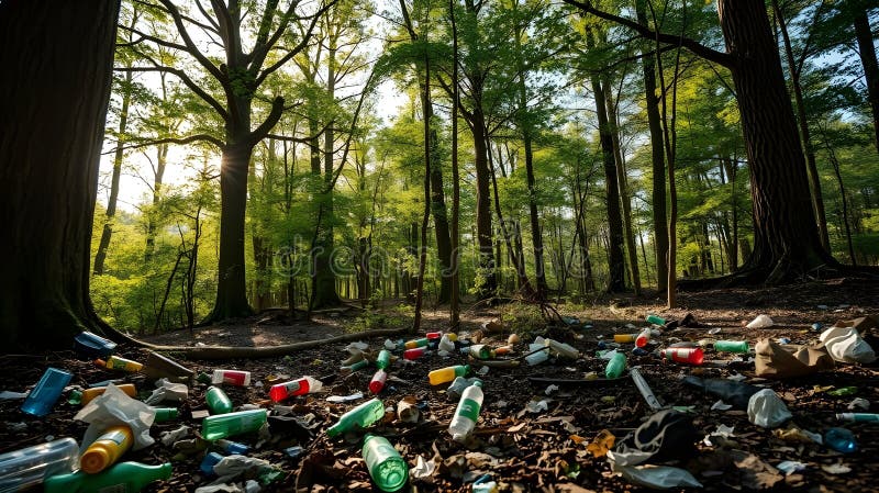 A Forest Littered with Trash and Debris Stock Illustration ...