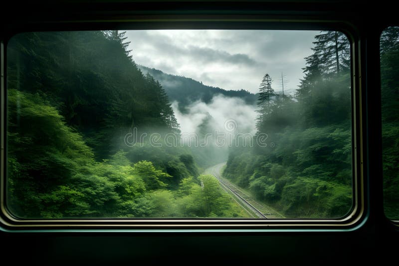 A View of a Forest from a Train Window.Window View from Train Window ...