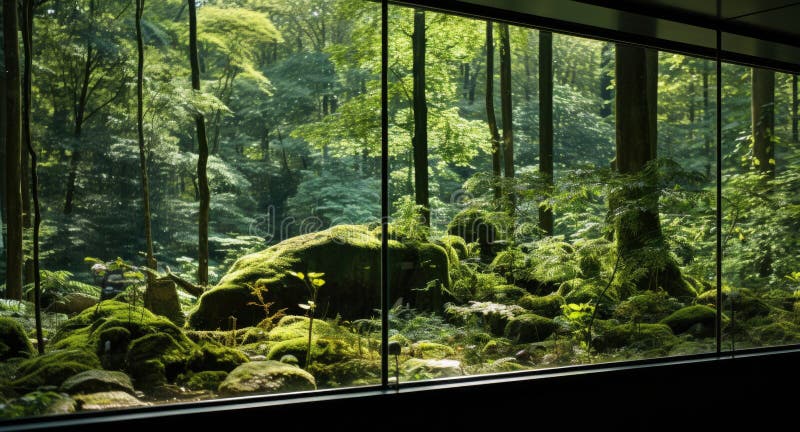 A View of the Forest through a Window, AI Stock Photo - Image of forest ...