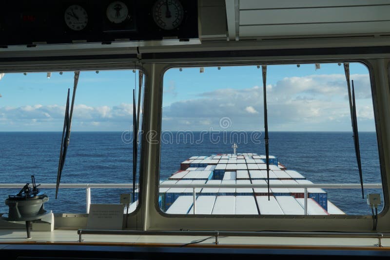 View Form the Window of the Navigational Bridge of the Container Vessel ...