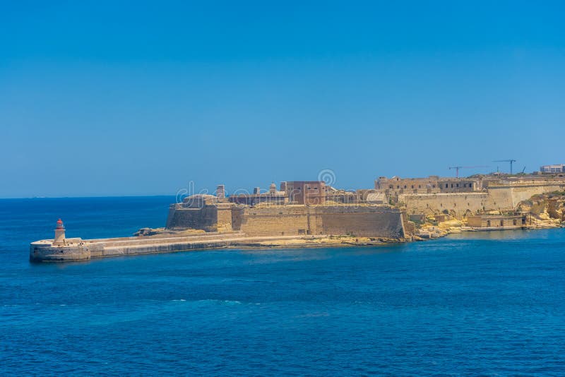 View of Fort Ricasoli from Valletta, Malta Stock Image - Image of fort ...