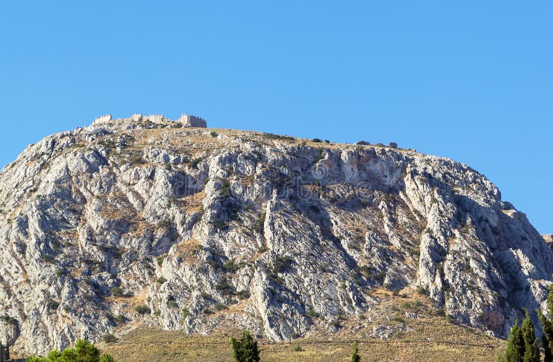 View of Fortress Acrocorinth, Greece Stock Image - Image of antique ...