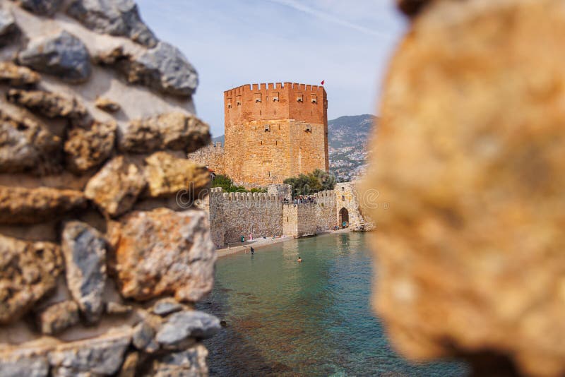 View through the Fortress Wall To the Red Tower Stock Photo - Image of ...