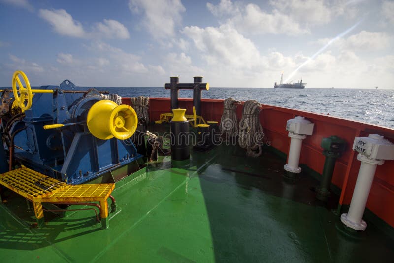 View Forward Vessel during Afternoon Stock Image - Image of rope ...