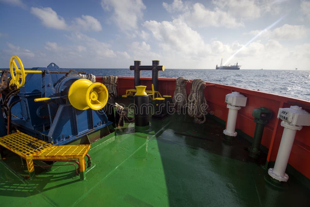 View Forward Vessel during Afternoon Stock Image - Image of rope ...