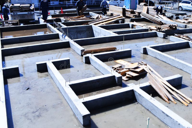 The Foundation Construction Site of a Residential Building. Finishing ...