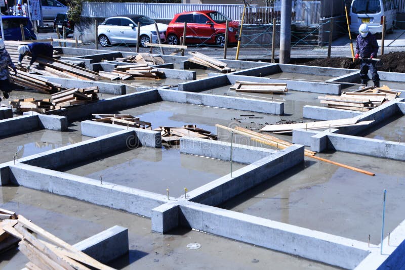 The Foundation Construction Site of a Residential Building. Finishing ...