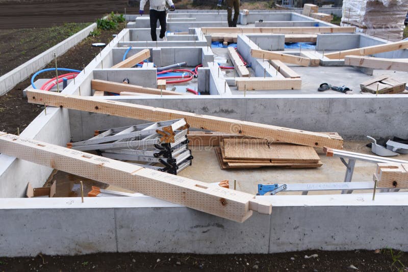 The Foundation Construction Site of a Residential Building. Finishing ...