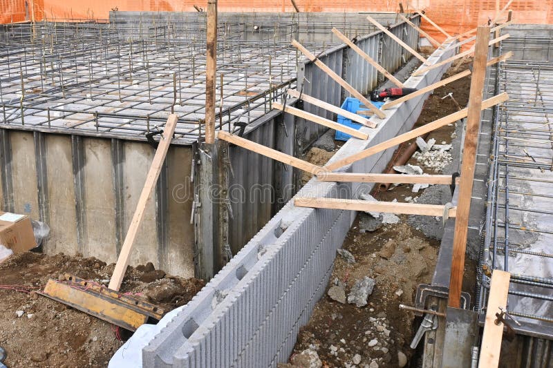 The Foundation Work for New Housing Construction. Stock Photo - Image ...