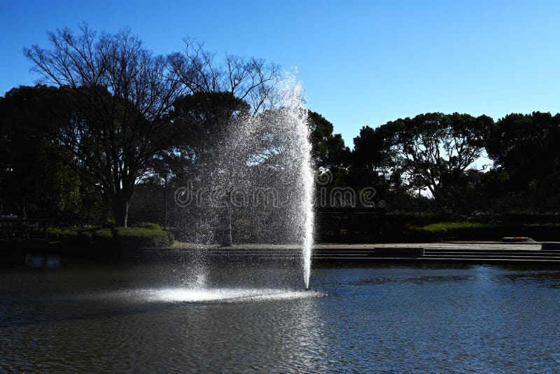 A View of the Fountain in the Park. Stock Image - Image of fountain ...